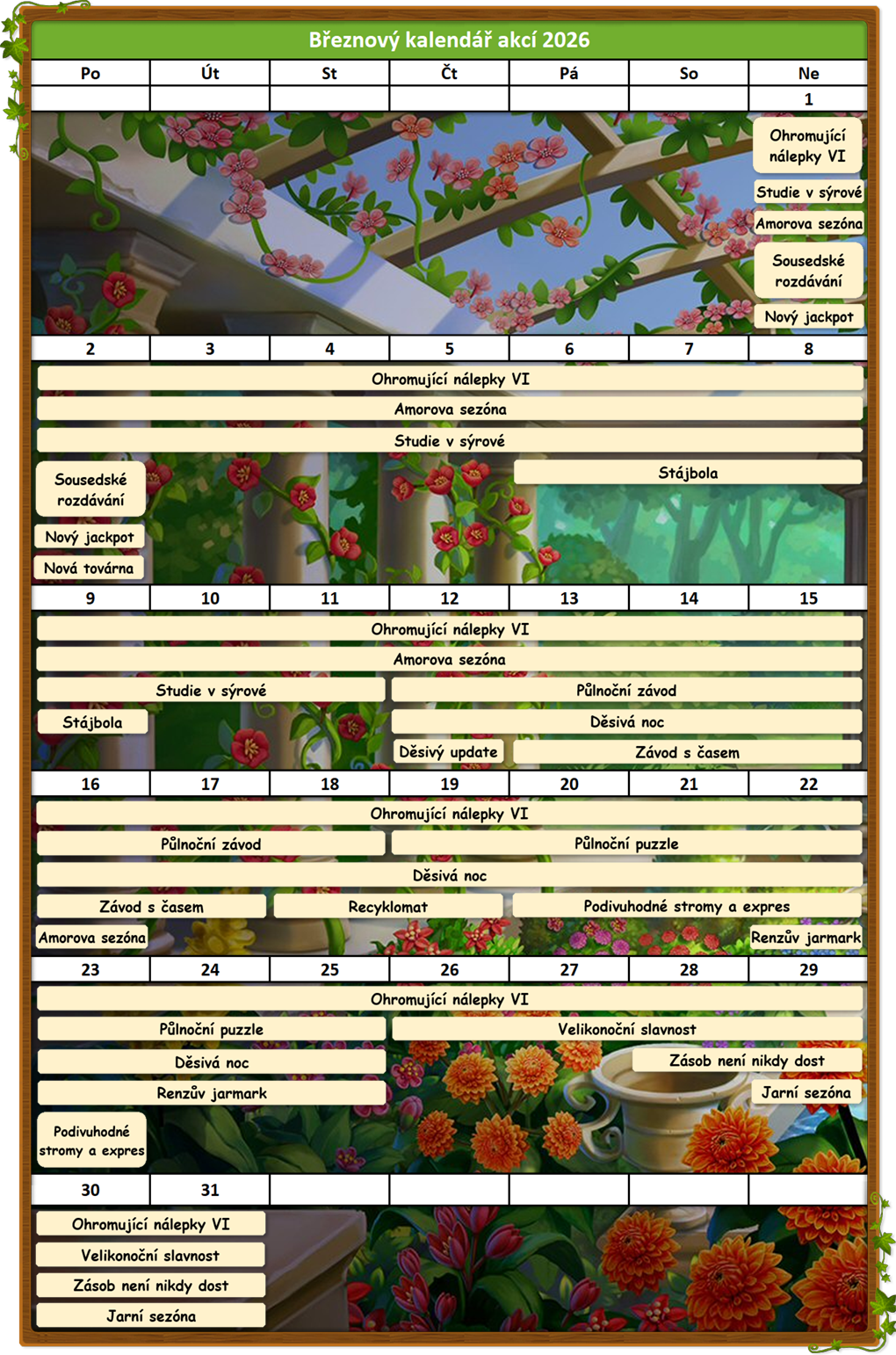 Oznámení - Kalendář akcí 2026 | Farmerama CZ & SK